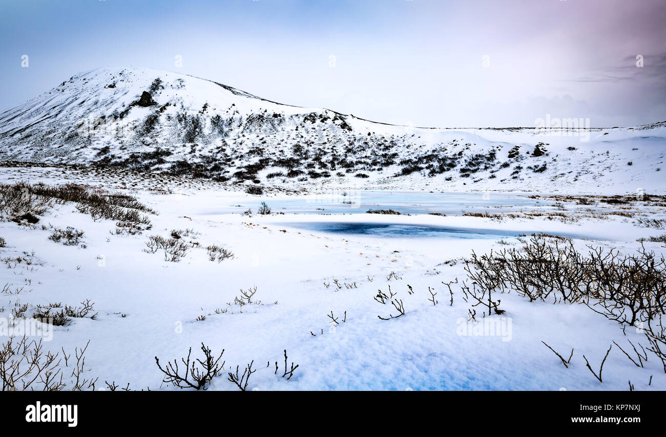 Beautiful winter landscape, amazing panoramic view on the little frozen ...