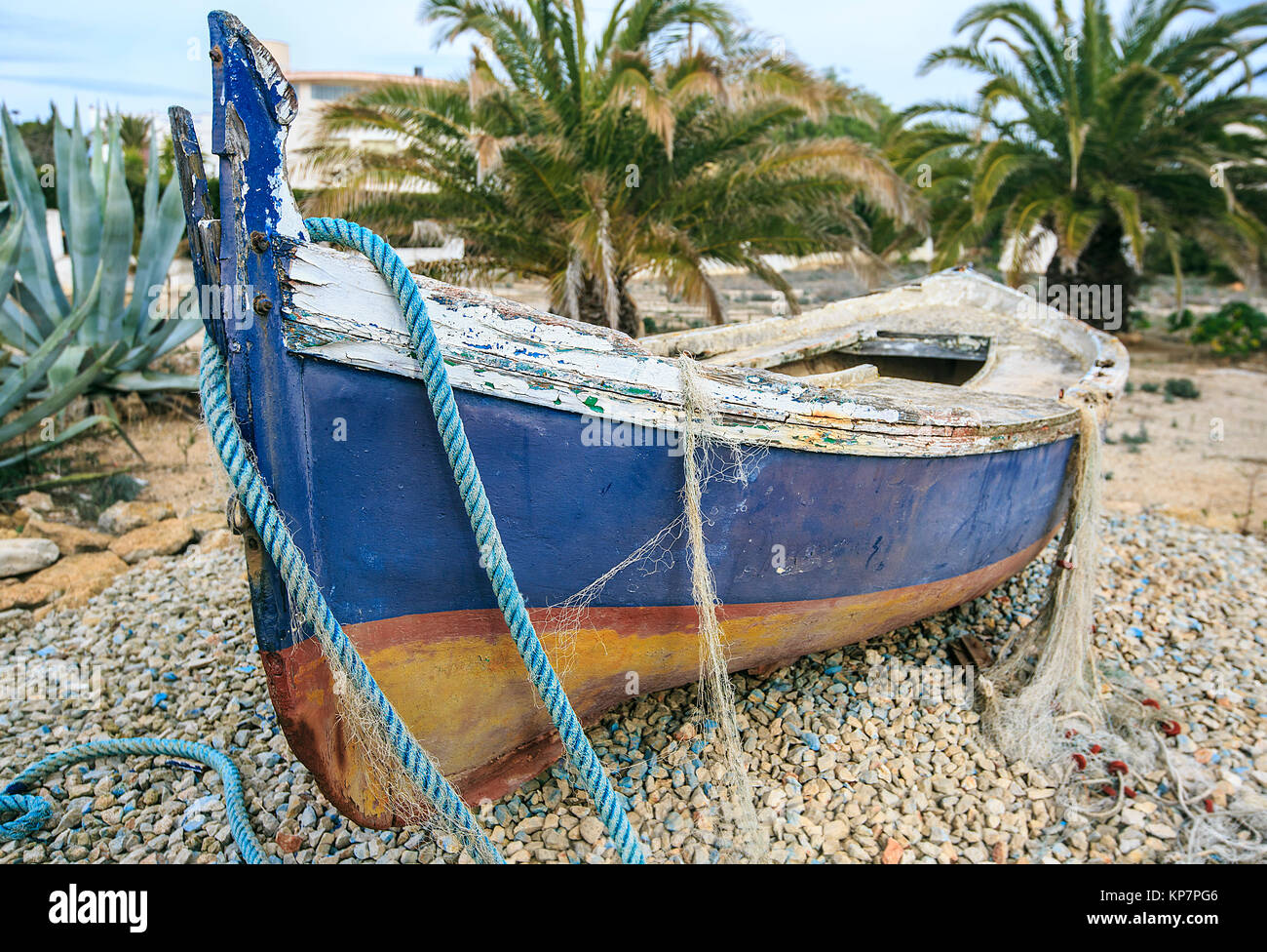 Old and broken boat in repair Stock Photo - Alamy