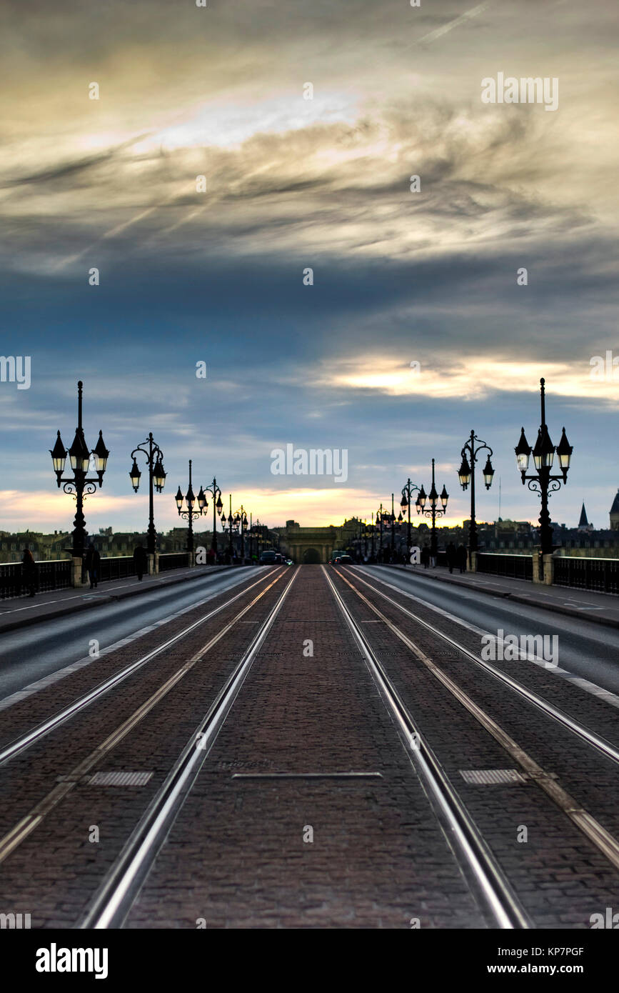 Stone bridge at dusk Stock Photo - Alamy