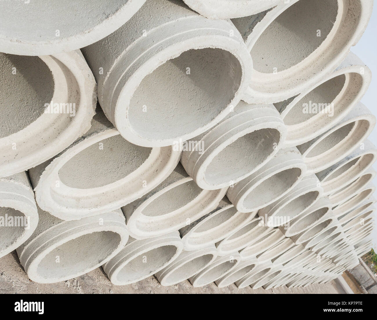 Concrete drainage pipes for industrial building construction Stock ...