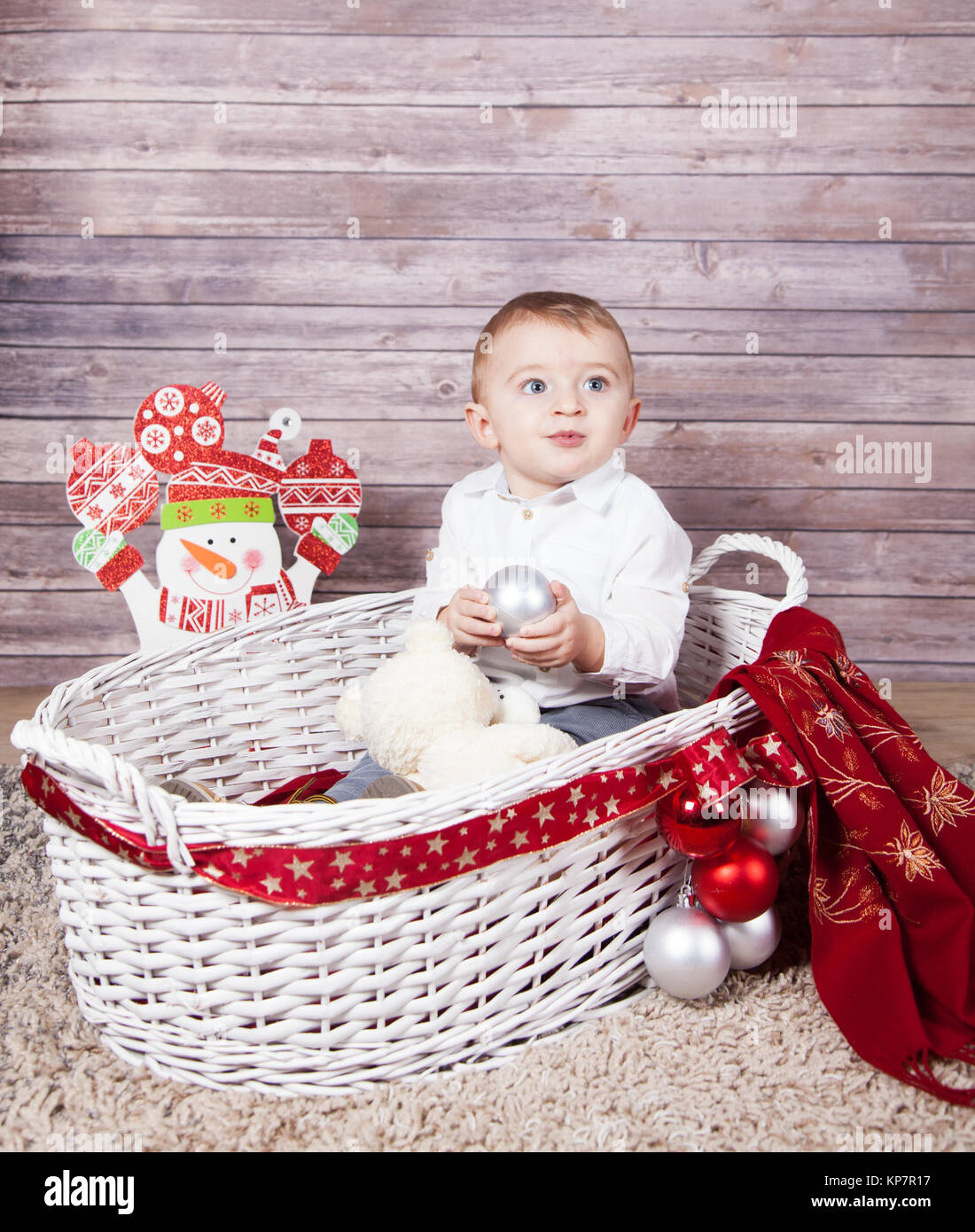 Baby boy Christmas portrait Stock Photo - Alamy