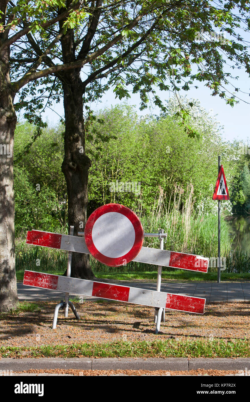 No entry men at work Stock Photo - Alamy