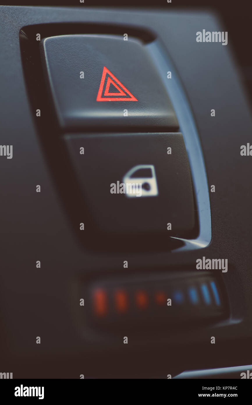 Warning button detail Stock Photo - Alamy