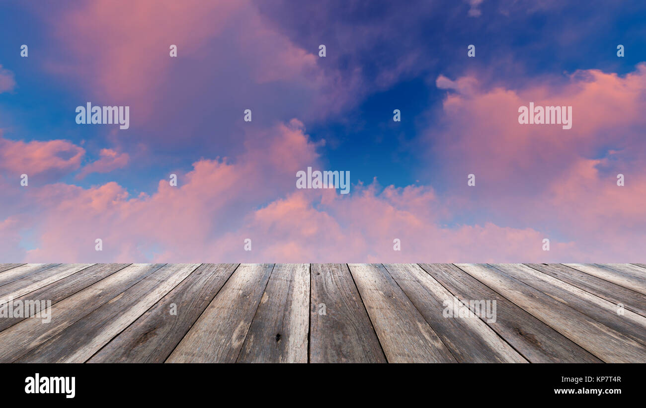 Perspective wood and sunset background Stock Photo - Alamy