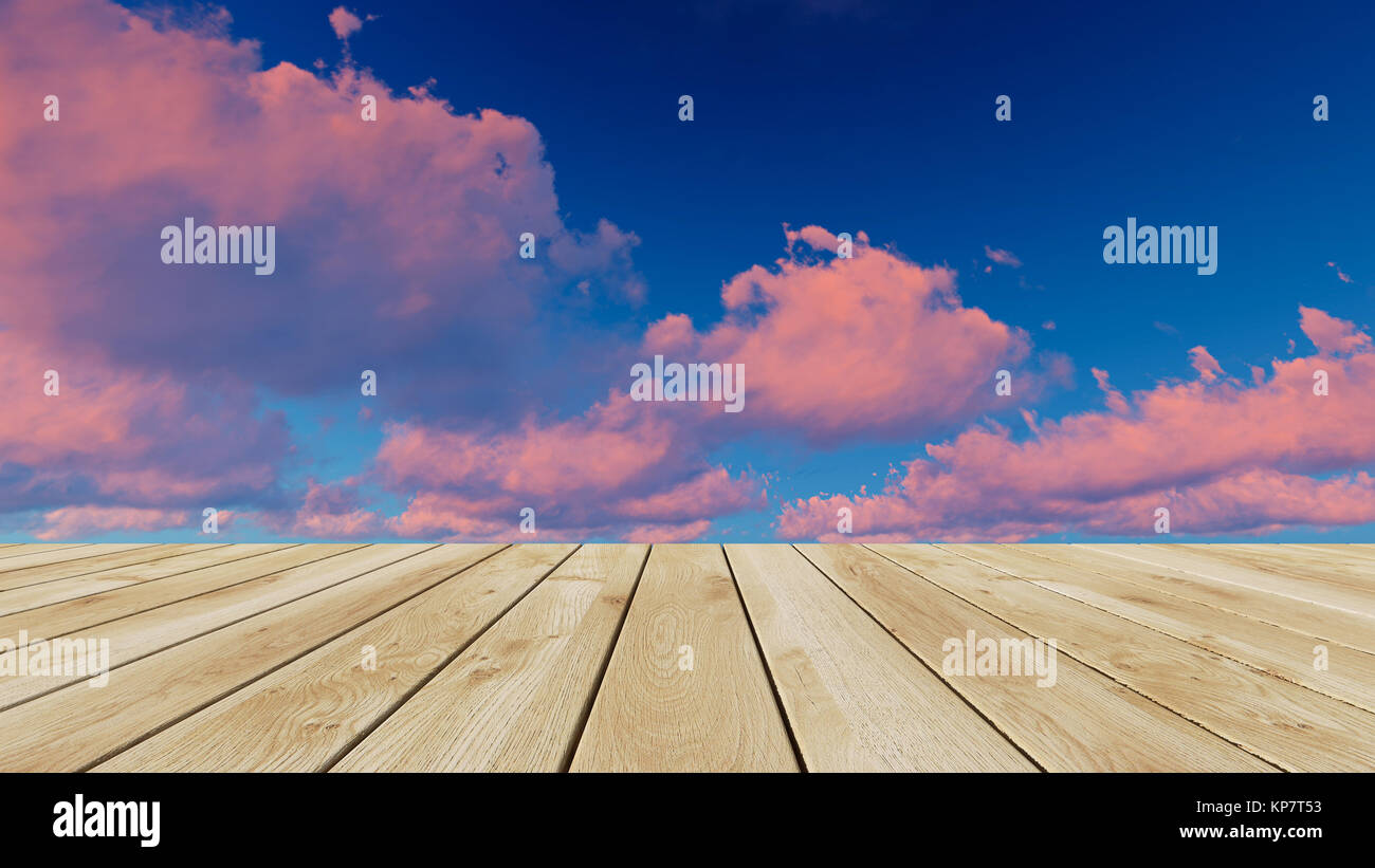 Perspective wood and sunset background Stock Photo - Alamy