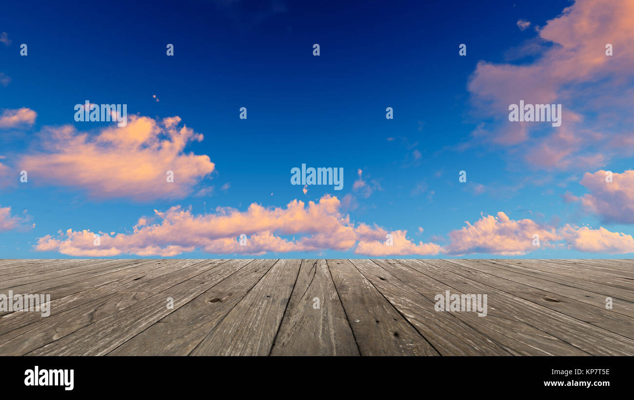 Perspective wood and sunset background Stock Photo - Alamy
