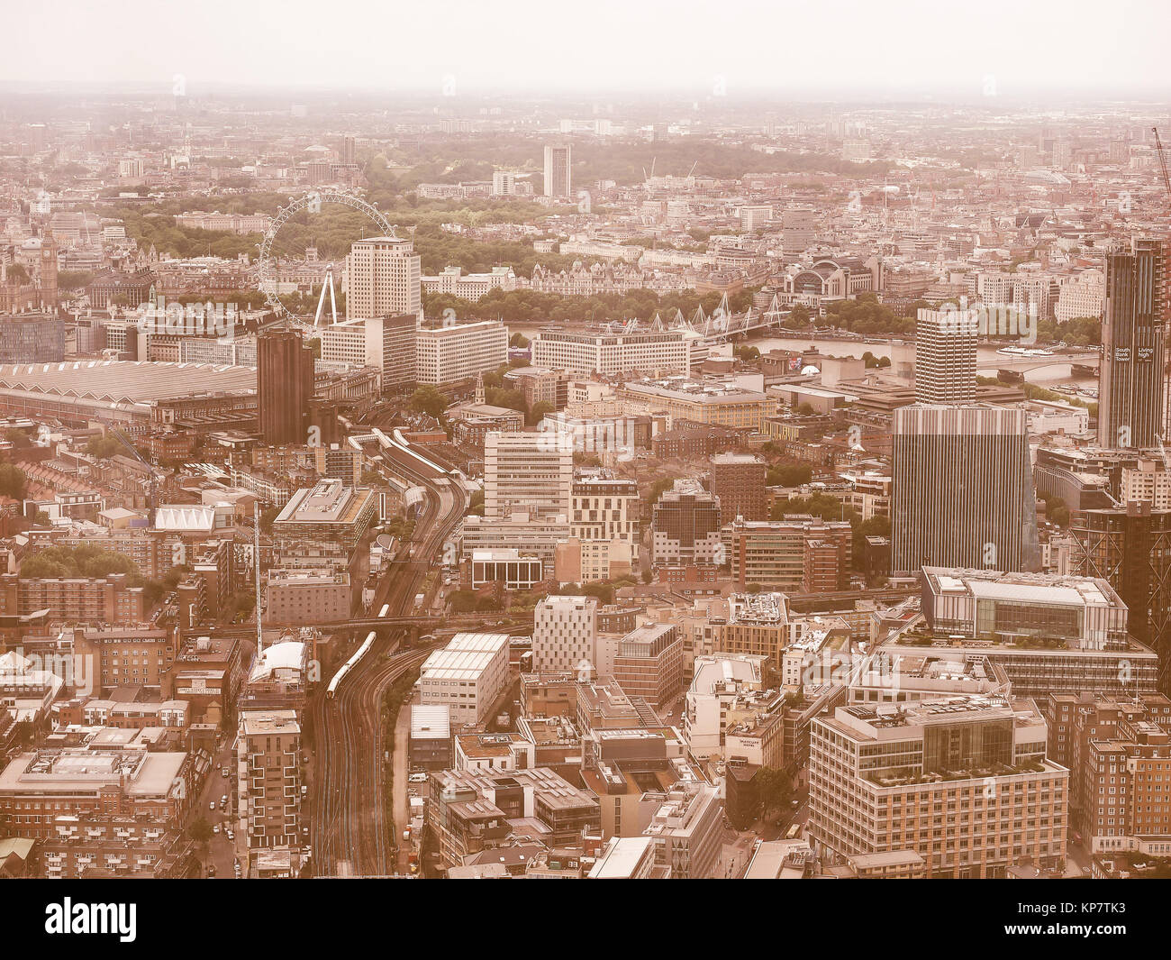 Retro looking Aerial view of London Stock Photo - Alamy