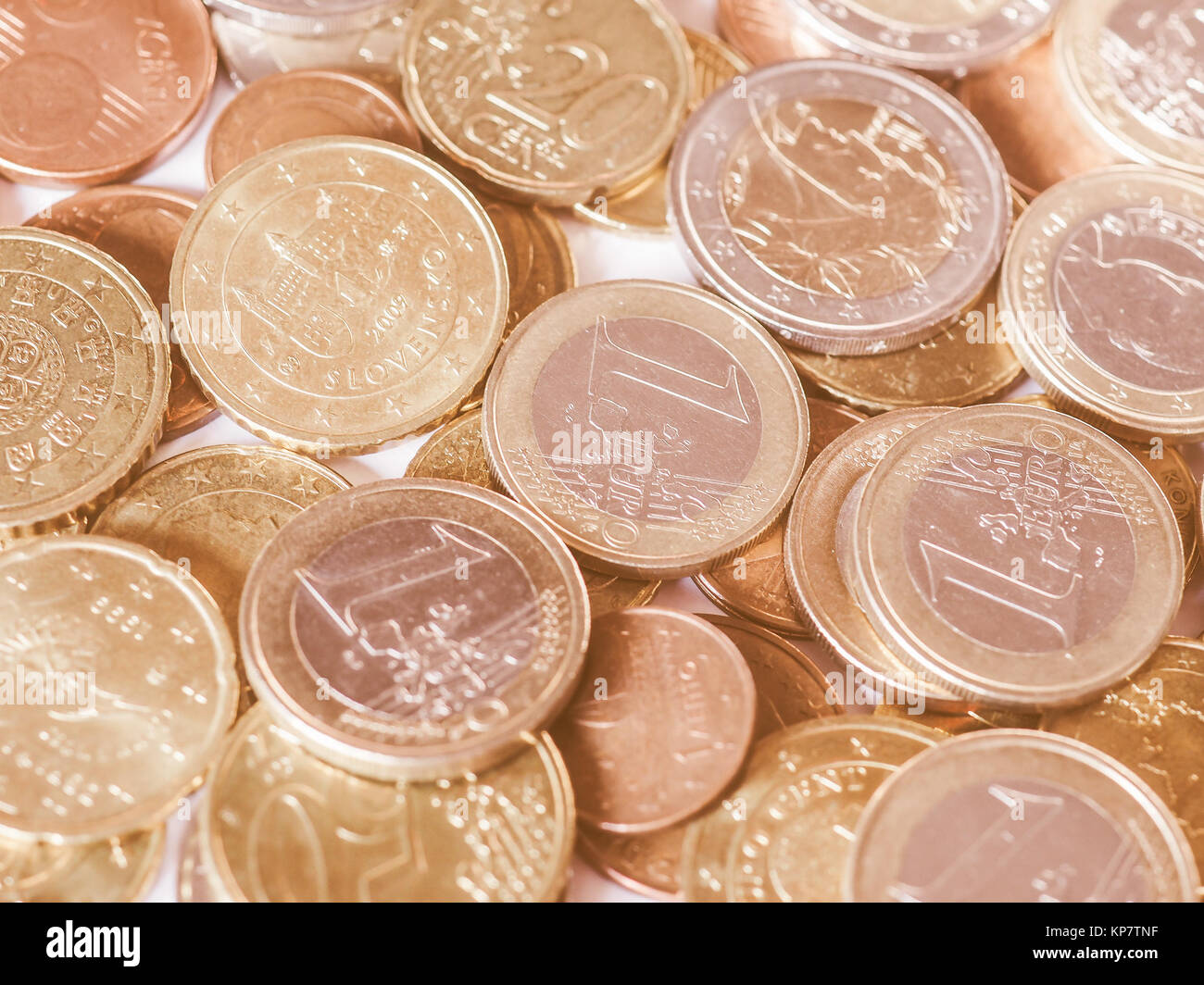 Euro coins vintage Stock Photo - Alamy