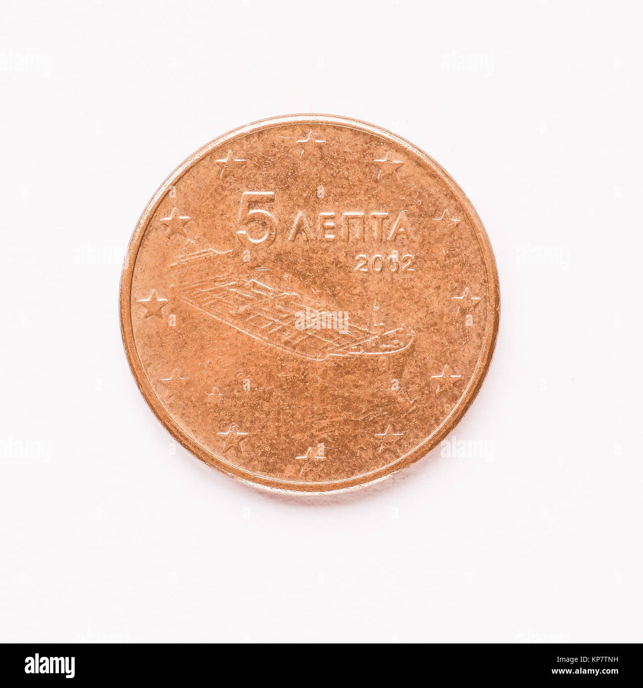 Greek 5 cent coin vintage Stock Photo - Alamy