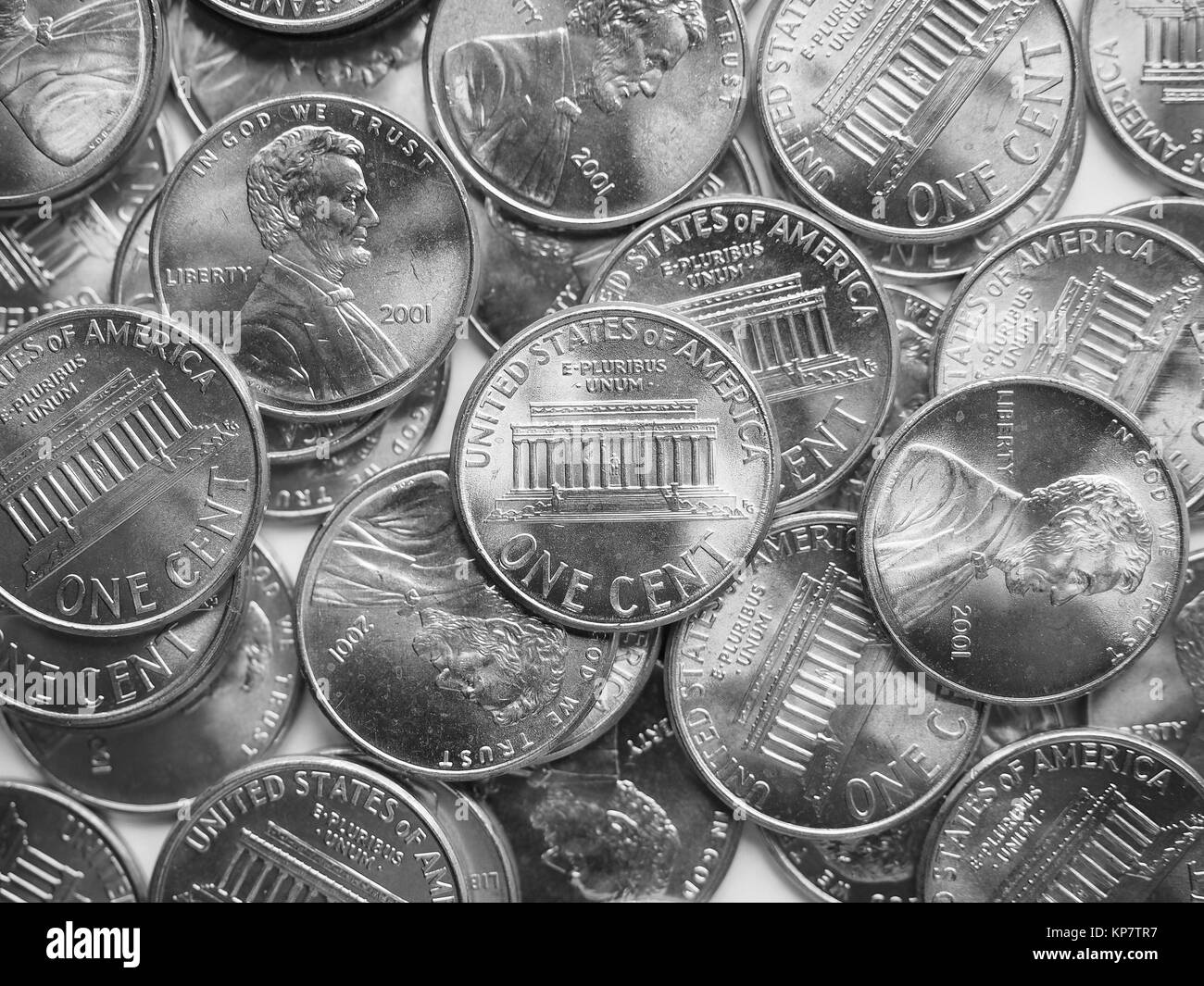 Coins dollars on white Black and White Stock Photos & Images - Alamy