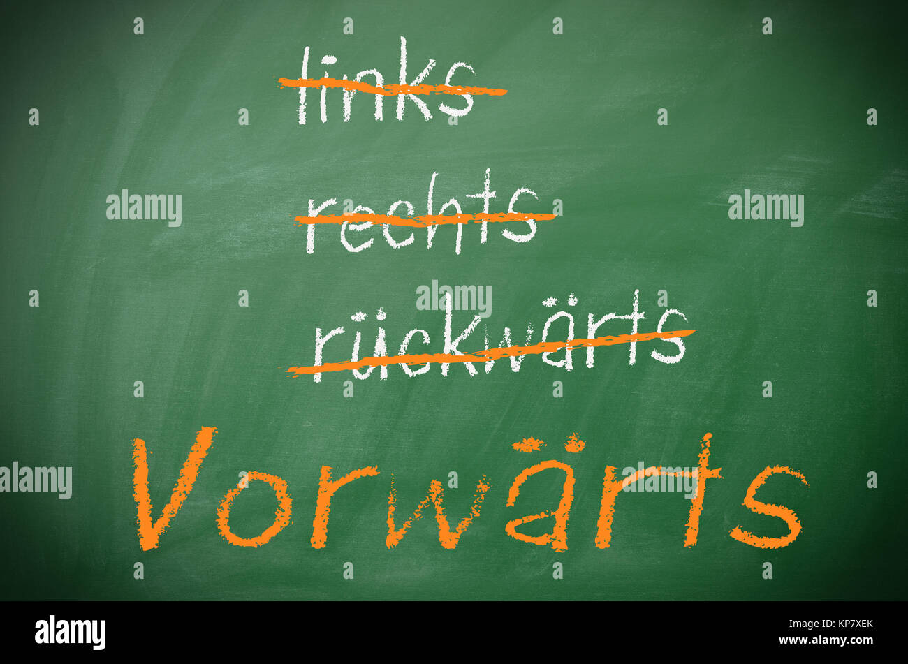Chalkboard with German forward concept Stock Photo - Alamy