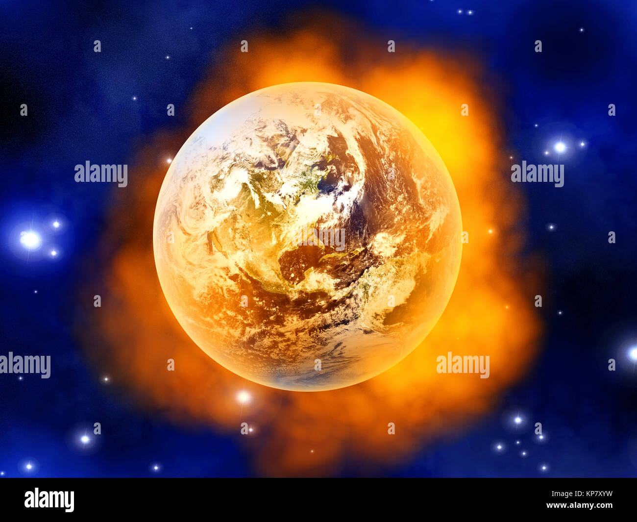Earth planet fire burn burning concept heat hi-res stock photography ...