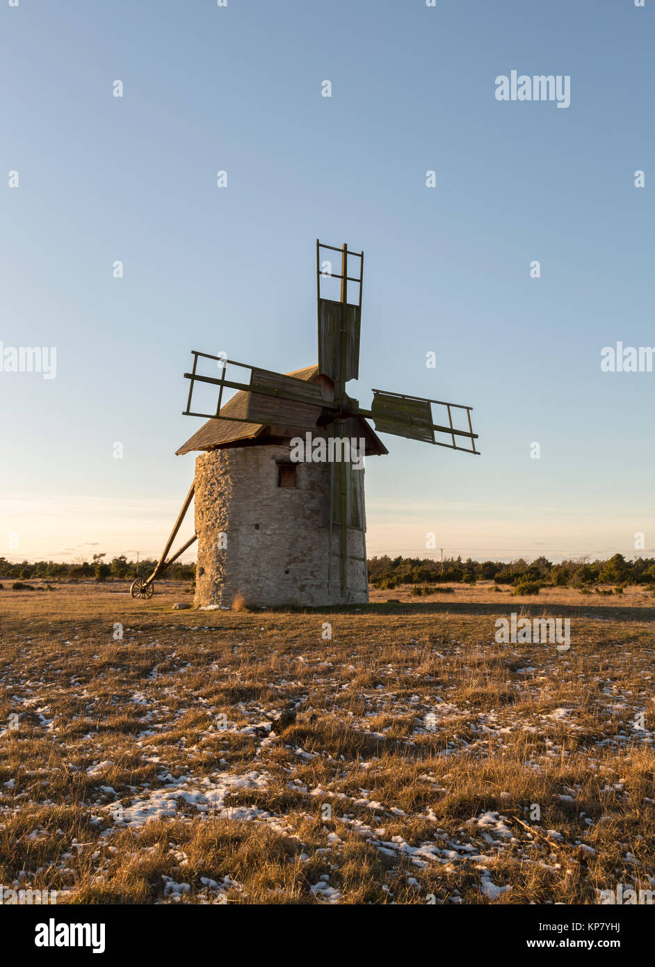 Windmill in Field Stock Photo - Alamy