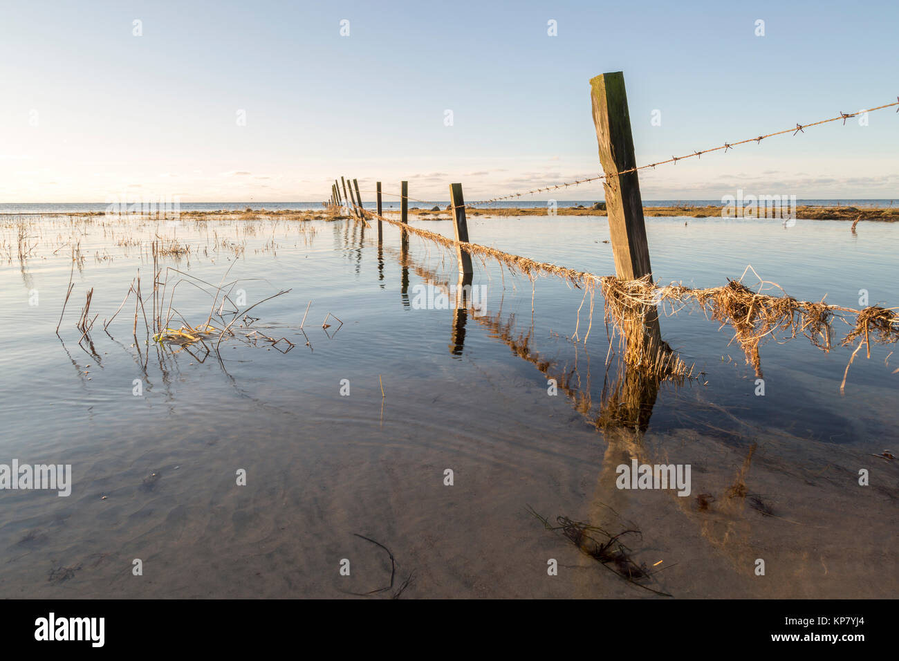 Fence in Water Stock Photo - Alamy