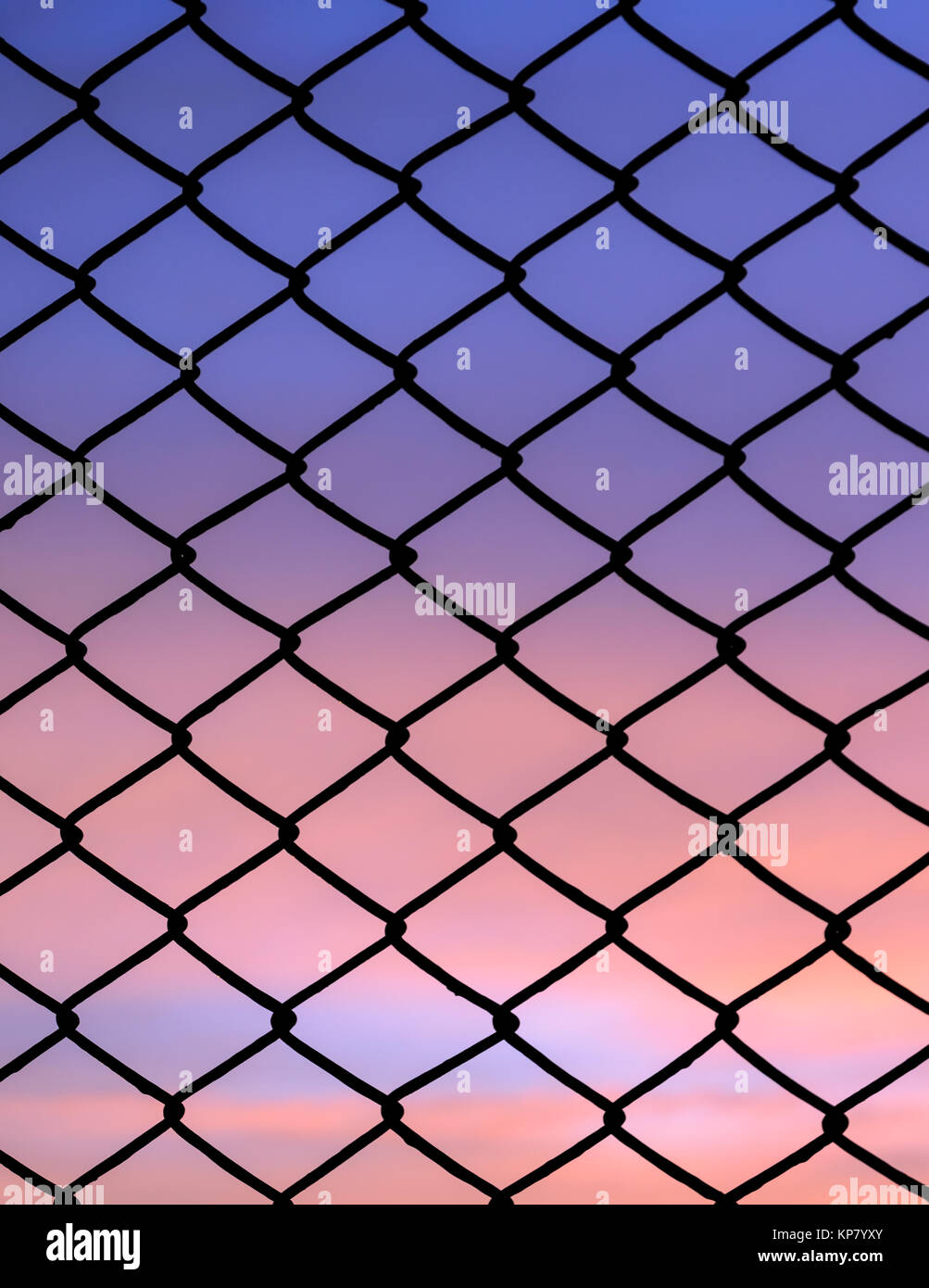 Silhouette wire mesh with sunset background Stock Photo - Alamy