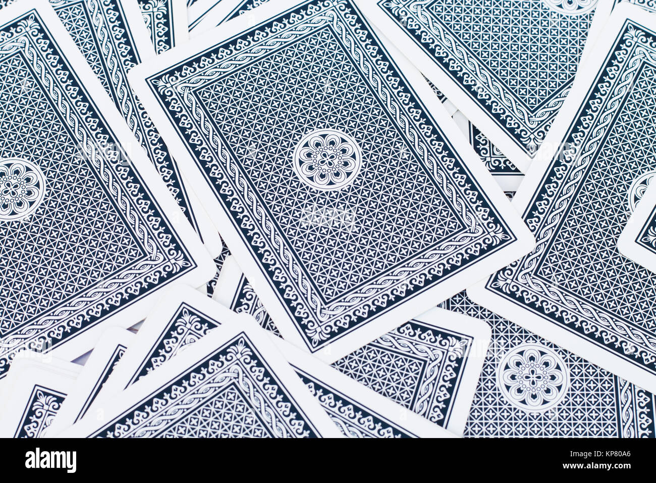 Blue deck of playing cards background Stock Photo - Alamy