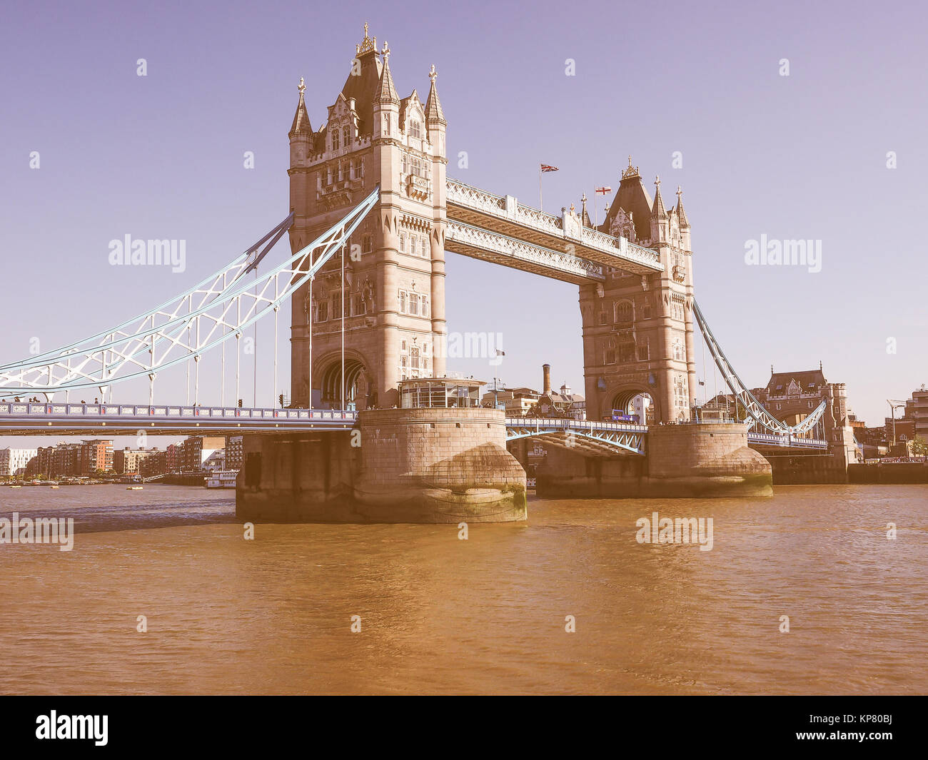 Retro looking Tower Bridge in London Stock Photo - Alamy