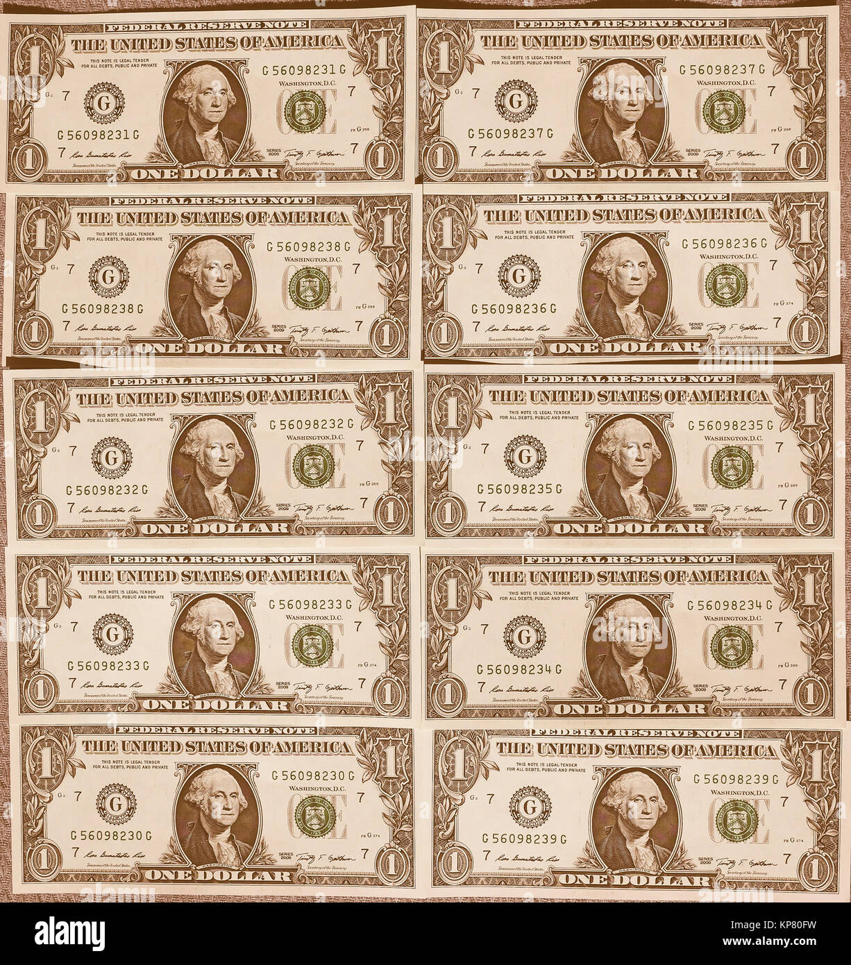 Dollar notes 1 Dollar vintage Stock Photo - Alamy