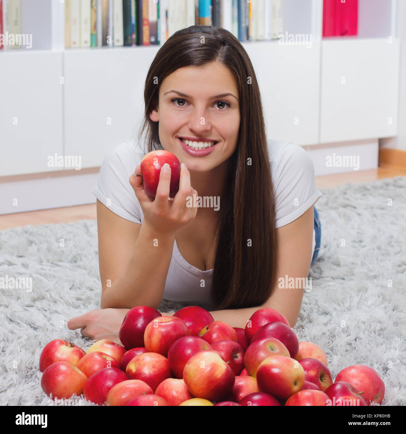 Woman eats fresh fruit apples hi-res stock photography and images - Alamy