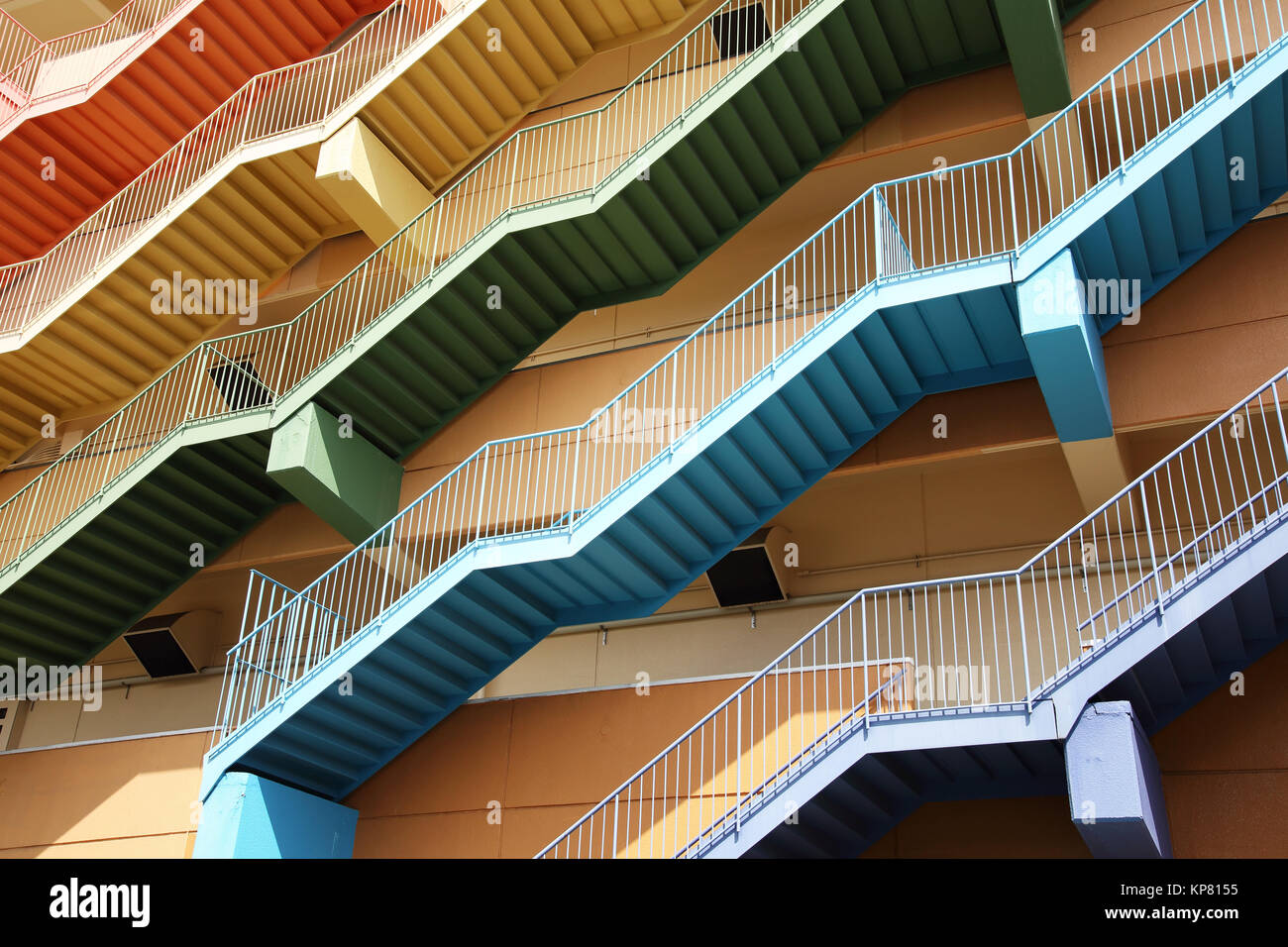 Abstract fire escape stairs background Stock Photo - Alamy