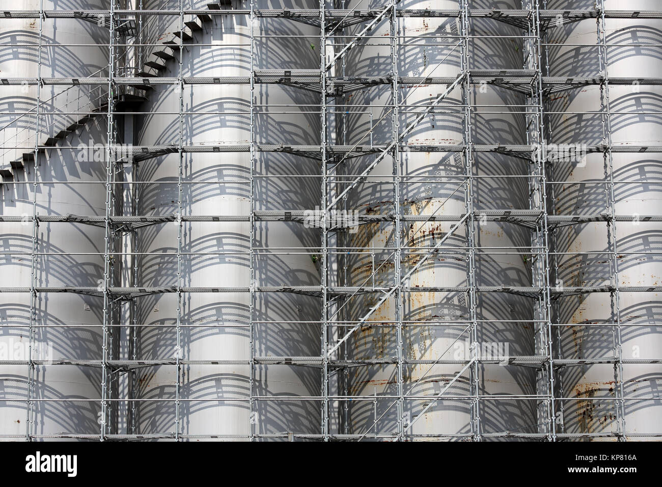 View of a scaffolding industrial tank storage Stock Photo - Alamy