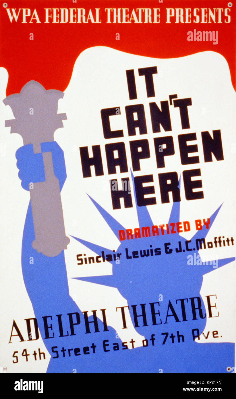 Poster for Federal Theatre Project presentation of "It Can't Happen ...
