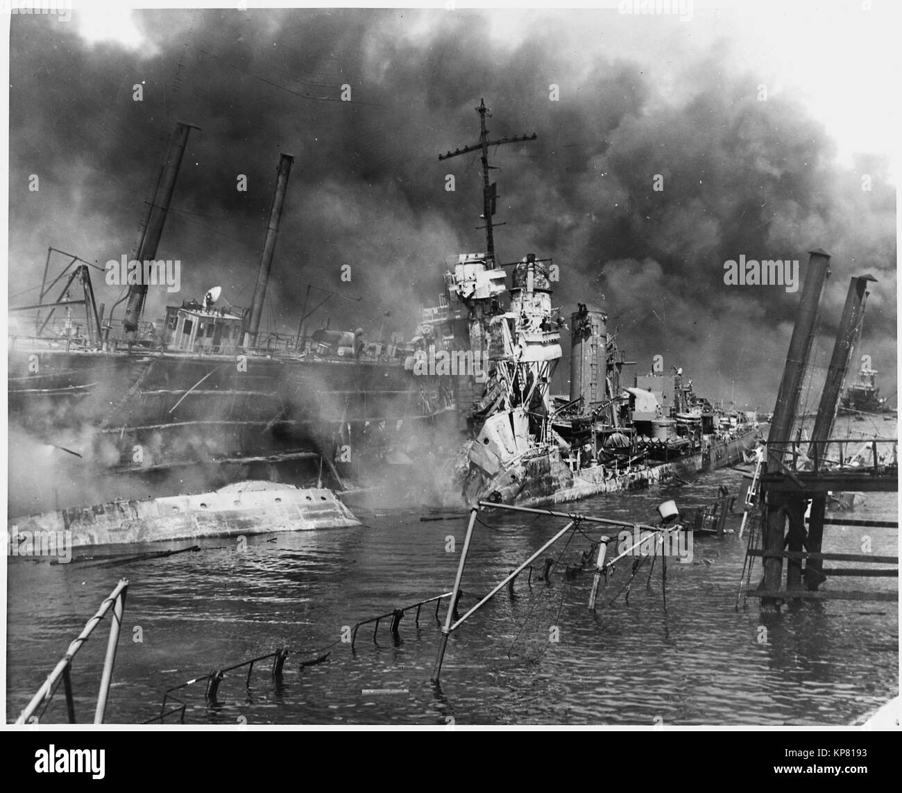 Naval photograph documenting the Japanese attack on Pearl Harbor ...