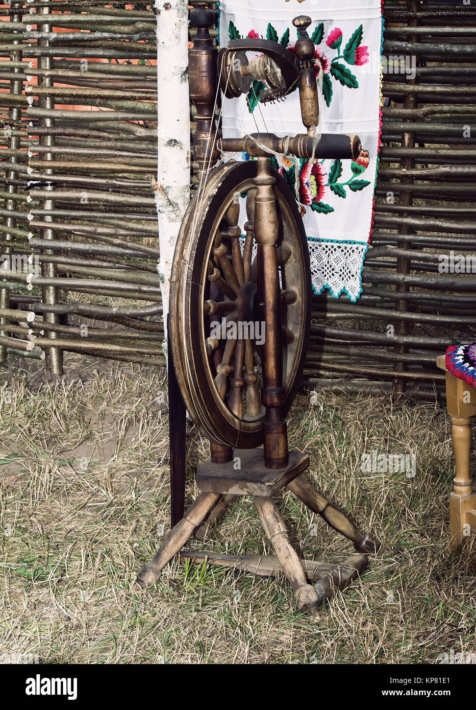 Wooden spinning wheel hi-res stock photography and images - Alamy