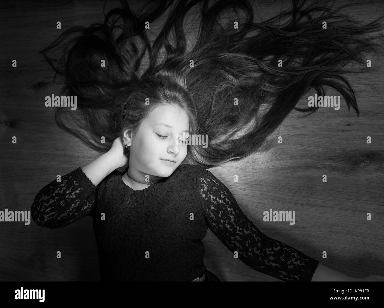 Cute 10 year old girl Black and White Stock Photos & Images - Alamy