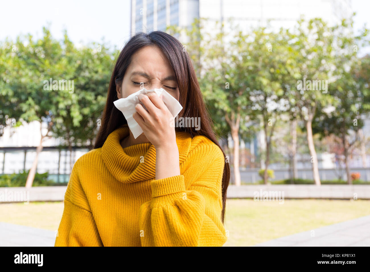 Asian woman use of the tissue Stock Photo - Alamy