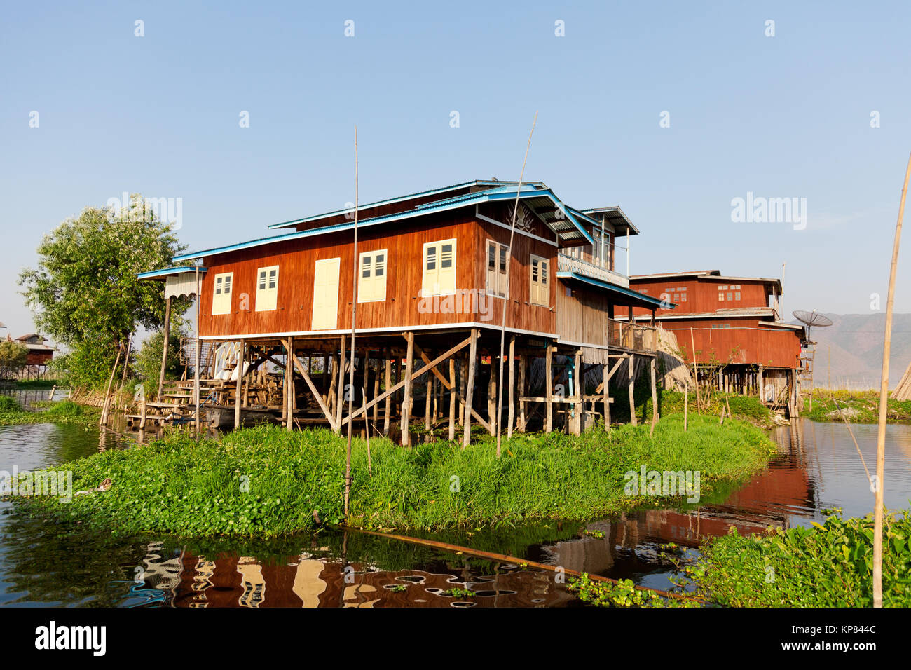 Floating village house in Inle Lake, Myanmar,Floating village house in ...