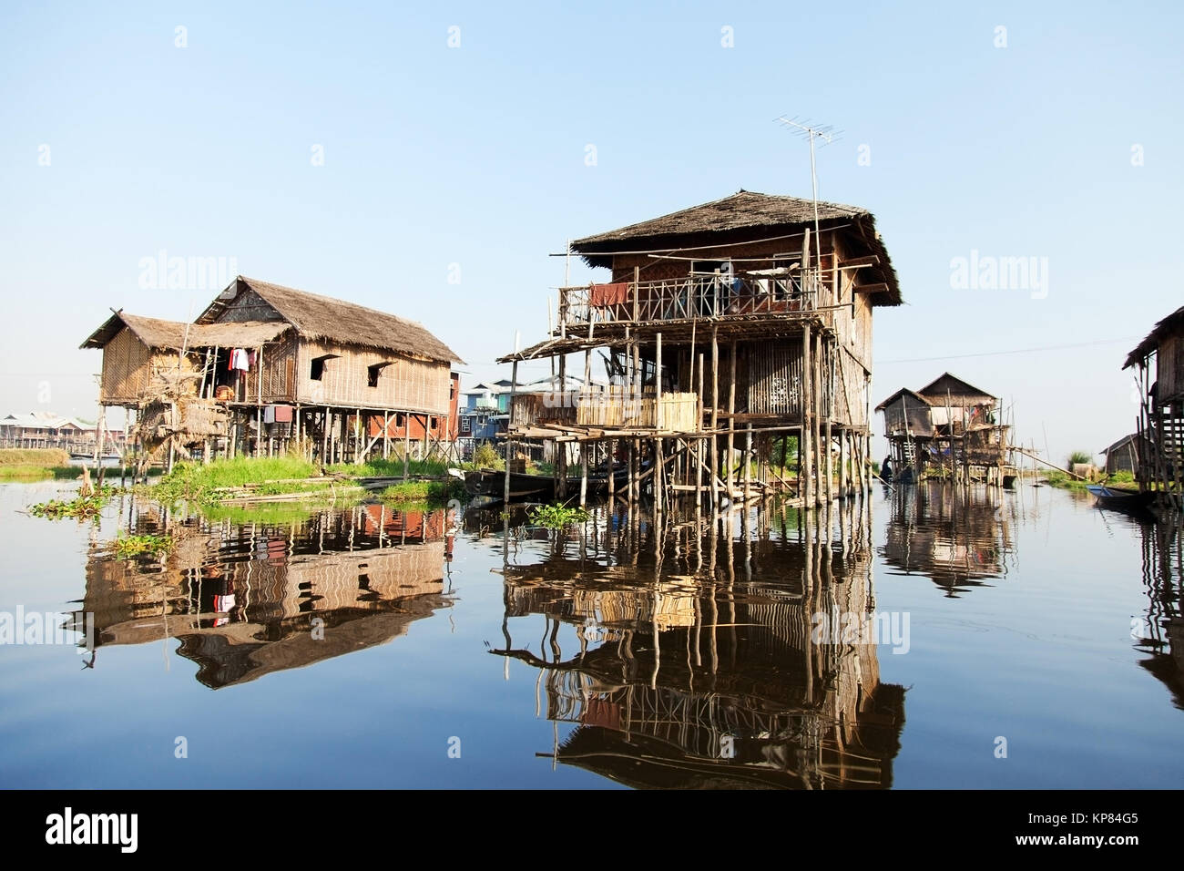 Floating village houses in Inle Lake, Myanmar,Floating village houses ...