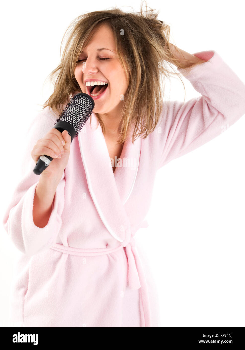 Woman singing with hairbrush,Woman singing with hairbrush,Woman singing ...