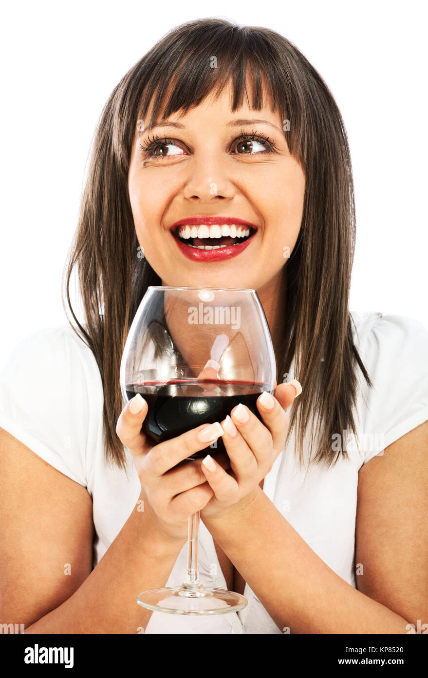 Young woman drinking red wine Stock Photo - Alamy
