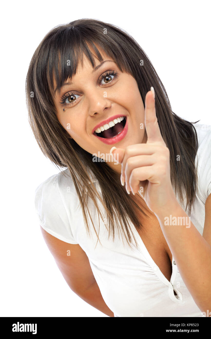 Cheerful woman having exciting idea Stock Photo - Alamy
