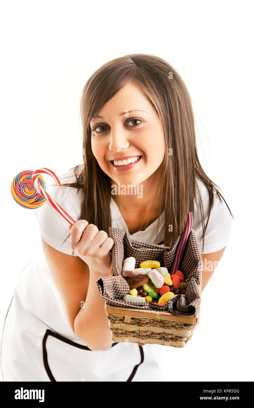 Woman chef with sweets Stock Photo - Alamy