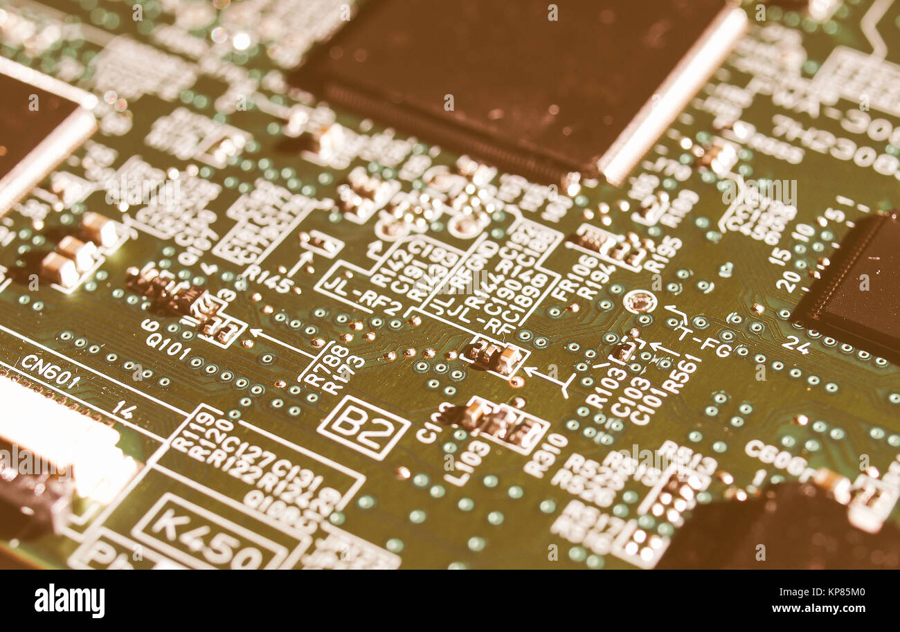 Detail of an electronic printed circuit board vintage Stock Photo - Alamy