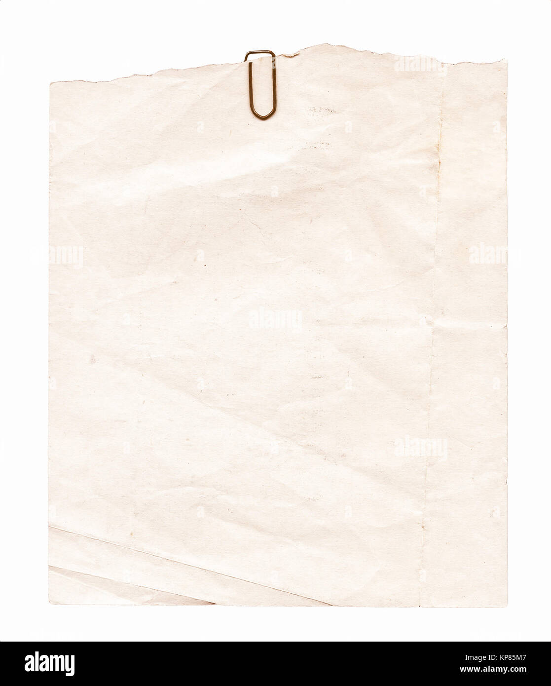 Blank paper page of a note pad - isolated over white background vintage ...