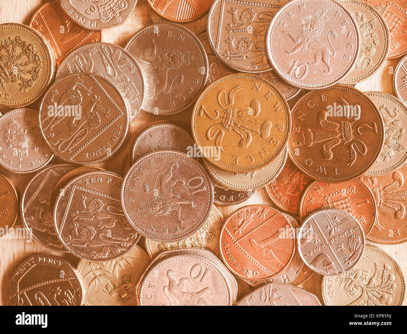 British Pound coins currency of the United Kingdom vintage Stock Photo ...