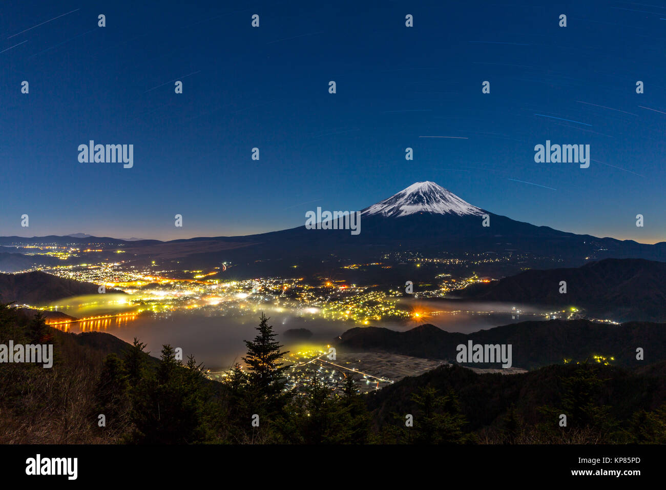aerial Mount Fuji night Stock Photo - Alamy