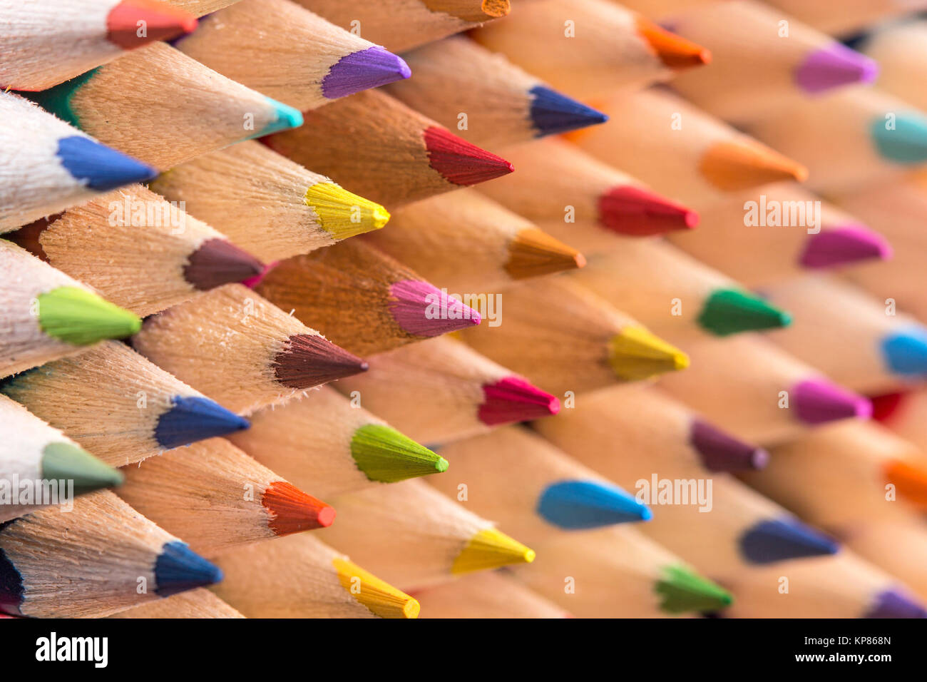 Color pencils pile close up shot Stock Photo - Alamy
