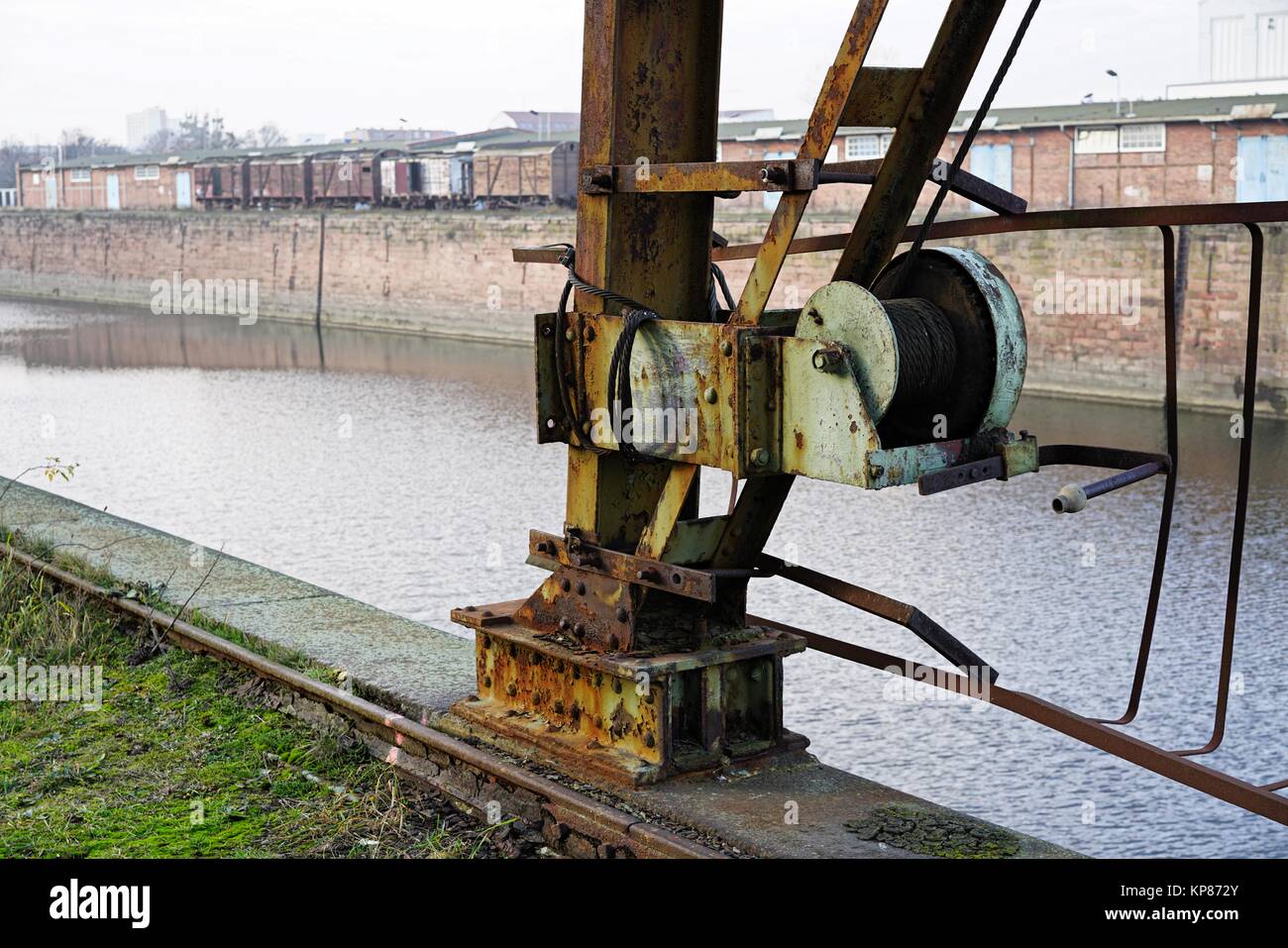 old technique in the port of magdeburg Stock Photo - Alamy