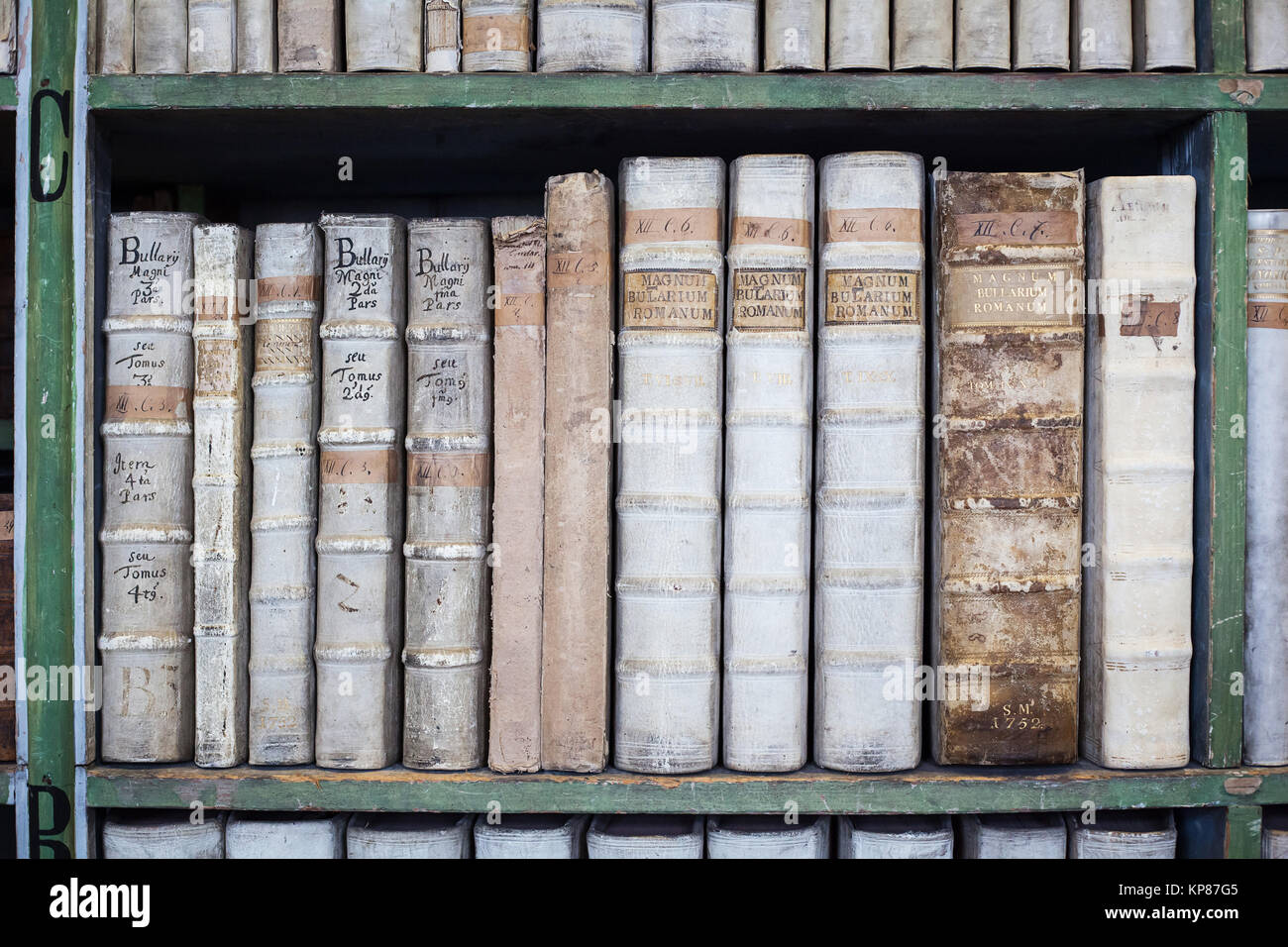 historic old books in library, wooden bookshelf Stock Photo - Alamy