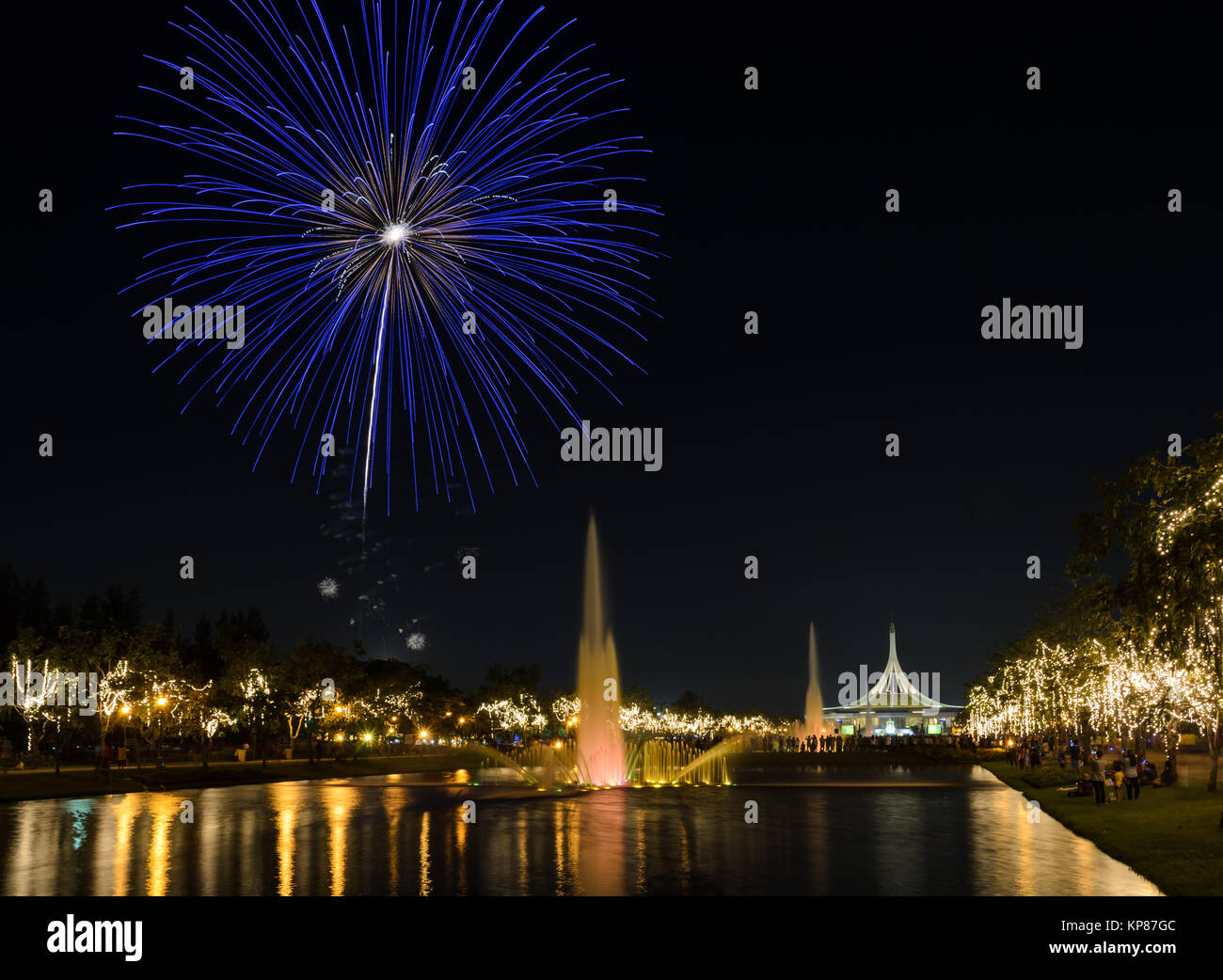Fireworks in the city park Stock Photo - Alamy