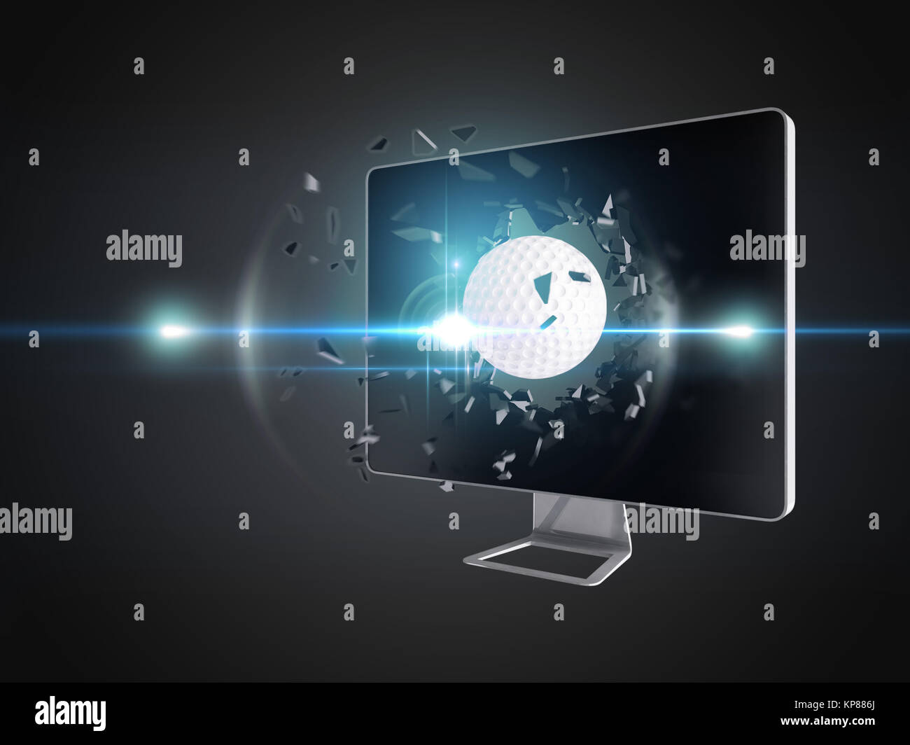 golf ball destroy computer screen Stock Photo - Alamy