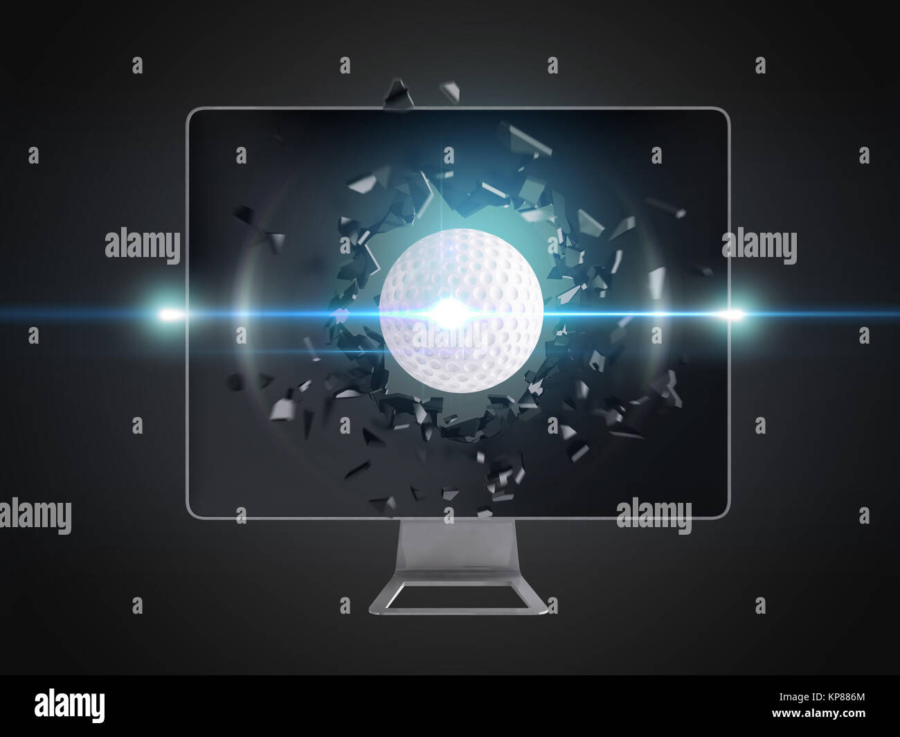 golf ball destroy computer screen Stock Photo - Alamy