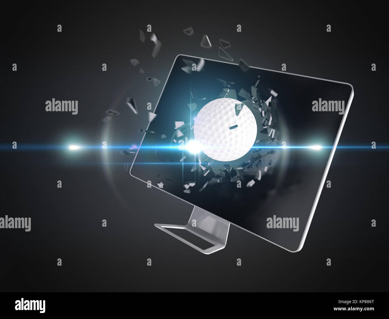 golf ball destroy computer screen Stock Photo - Alamy