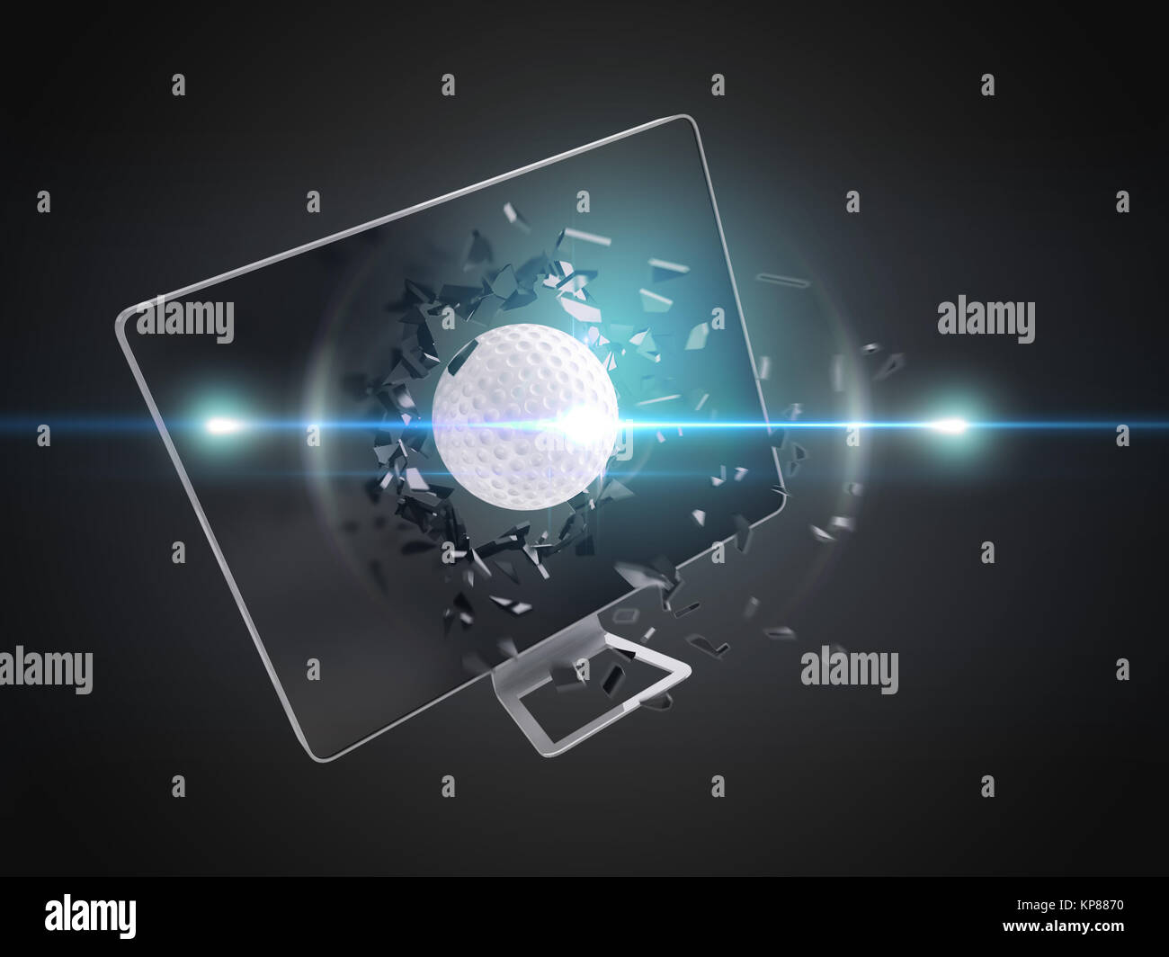 golf ball destroy computer screen Stock Photo - Alamy