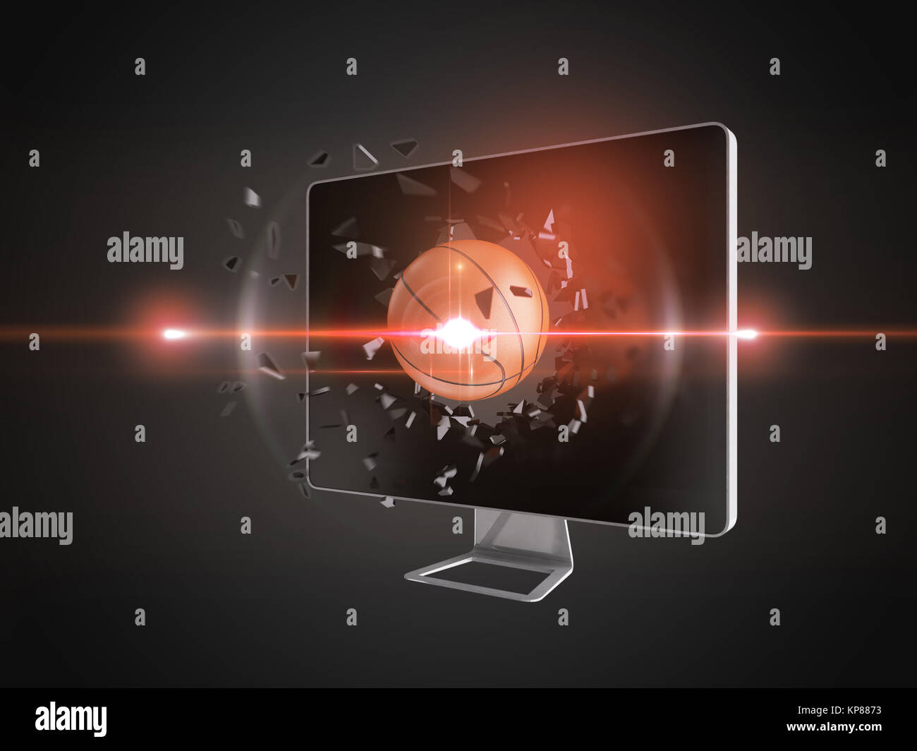 basketball destroy computer screen Stock Photo - Alamy
