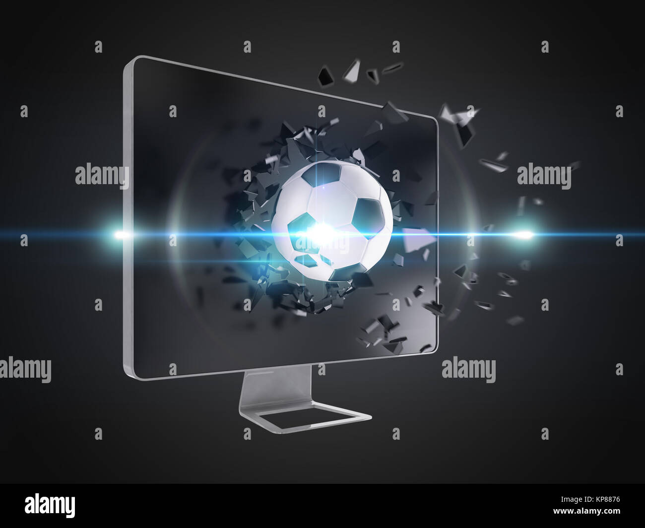 football destroy computer screen Stock Photo - Alamy